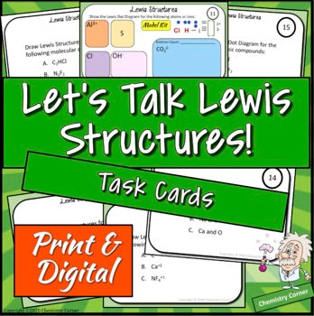 Lewis Dot Structure Task Cards- Print & Digital |Distance Learning ...