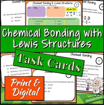 Chemical Bonding with Lewis Structures Task Cards |Distance Learning ...