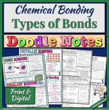 Chemical Bonding: TYPES OF BONDS Doodle Notes: Print/Digital |Distance ...