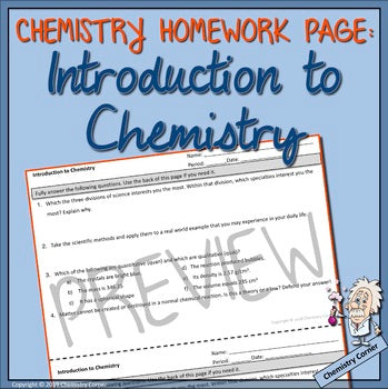 Chemistry Homework: Introduction to Chemistry – Chemistry Corner